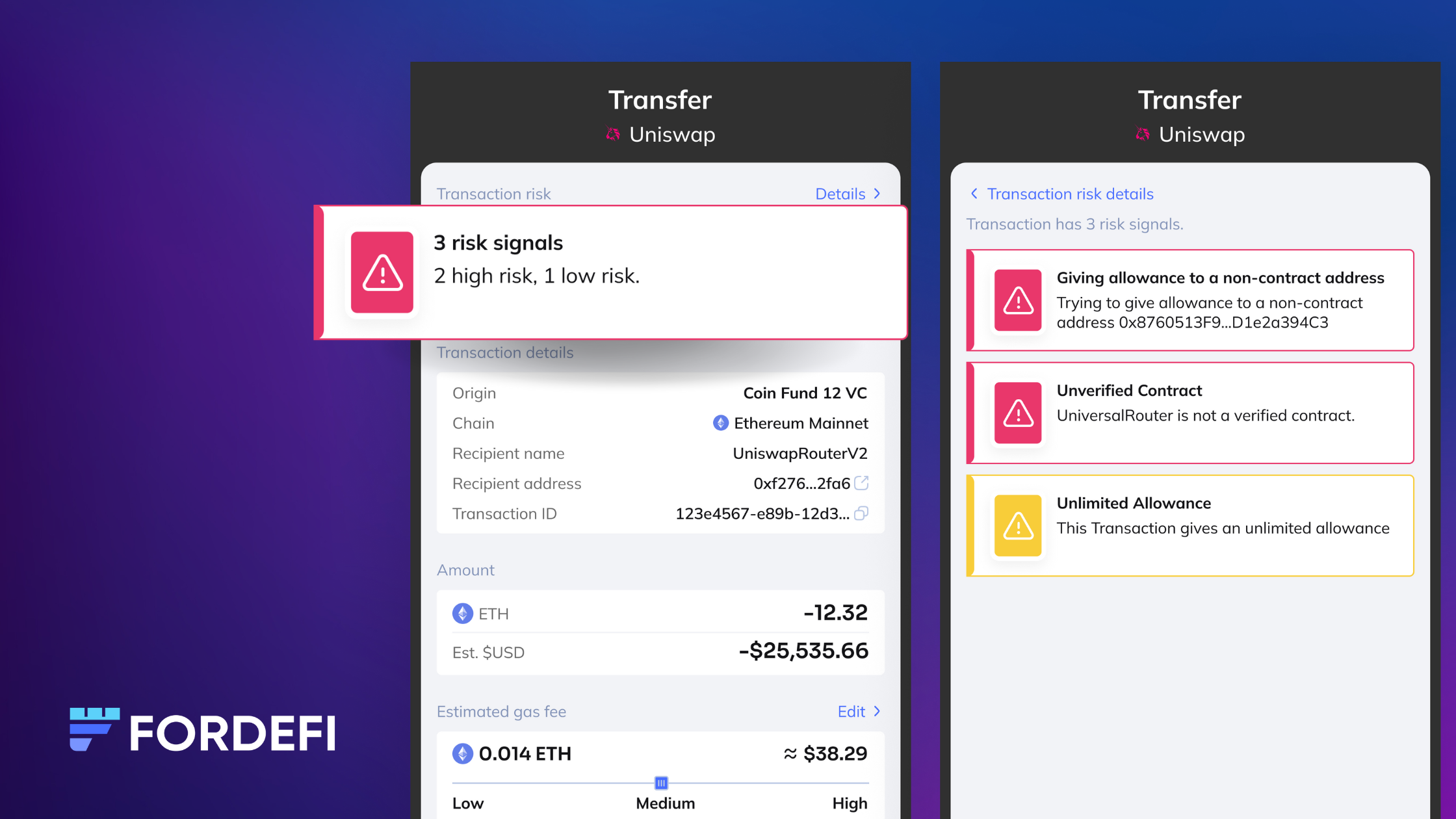 Protect Against Phishing Attacks with Fordefi’s Transaction Risk Alerts Protect Against Phishing Attacks with Fordefi’s Transaction Risk Alerts